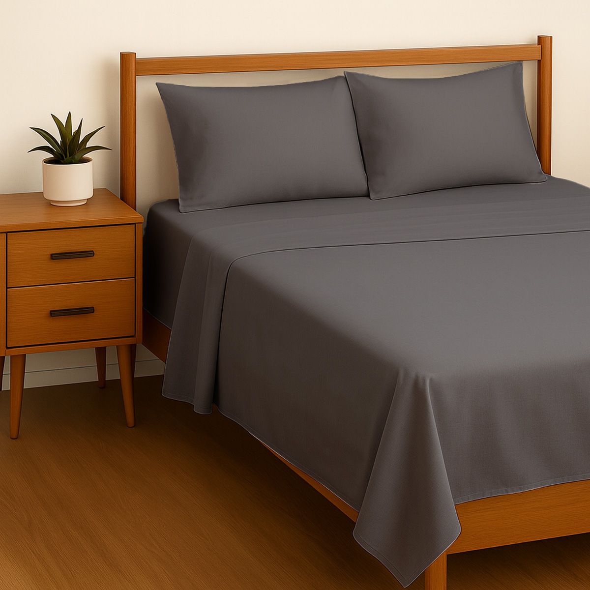 Percale Charcoal Cotton Mix Flat Sheet Range