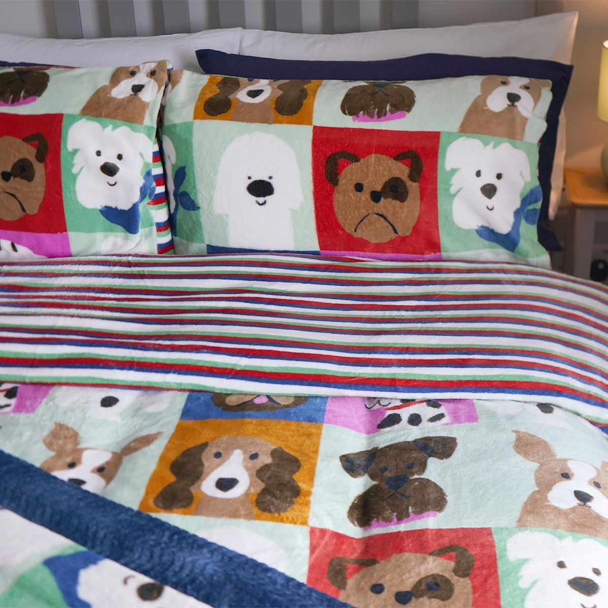Dogs Multi Teddy Fleece Duvet Cover Set
