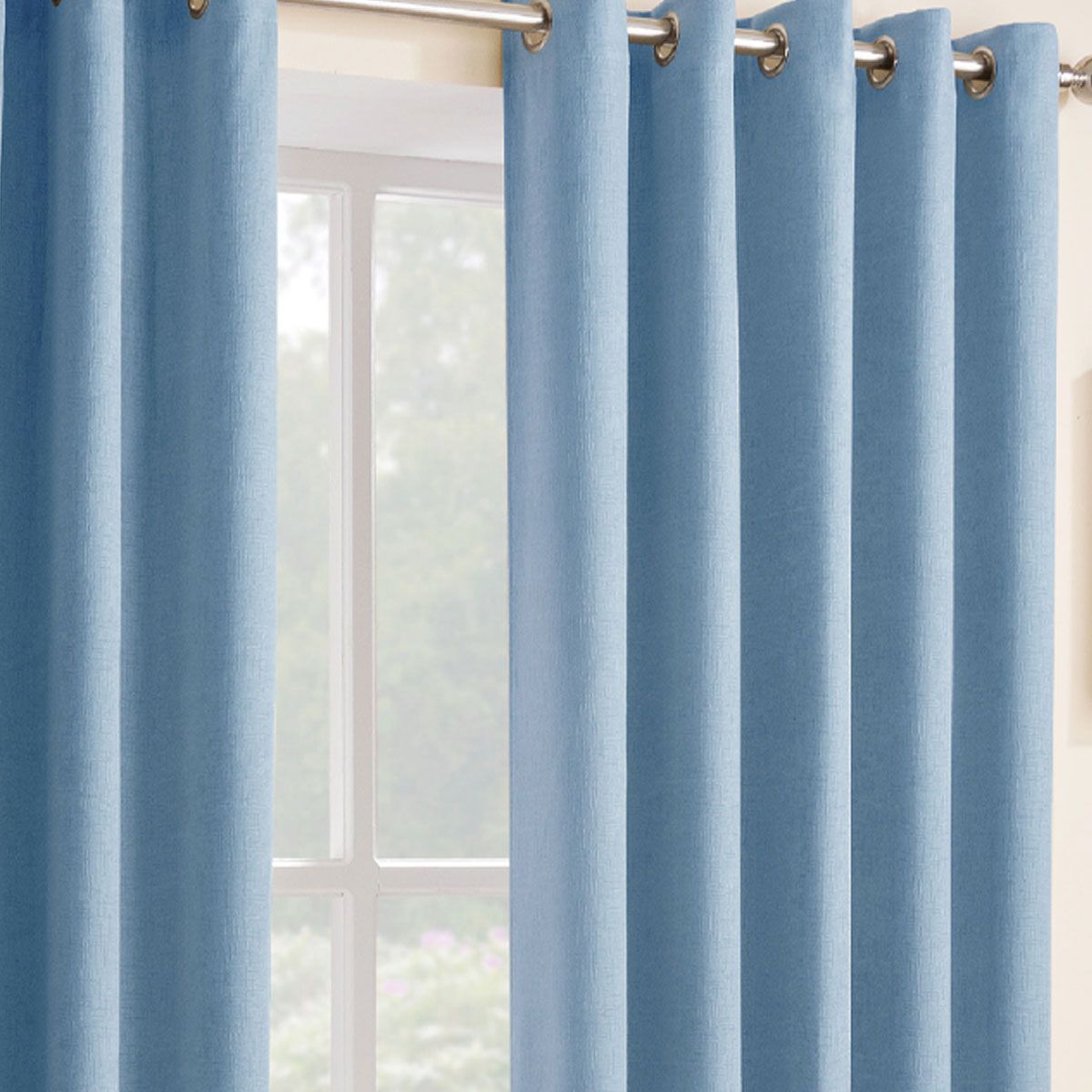 Iona Blue Blockout Ready Made Eyelet Curtains