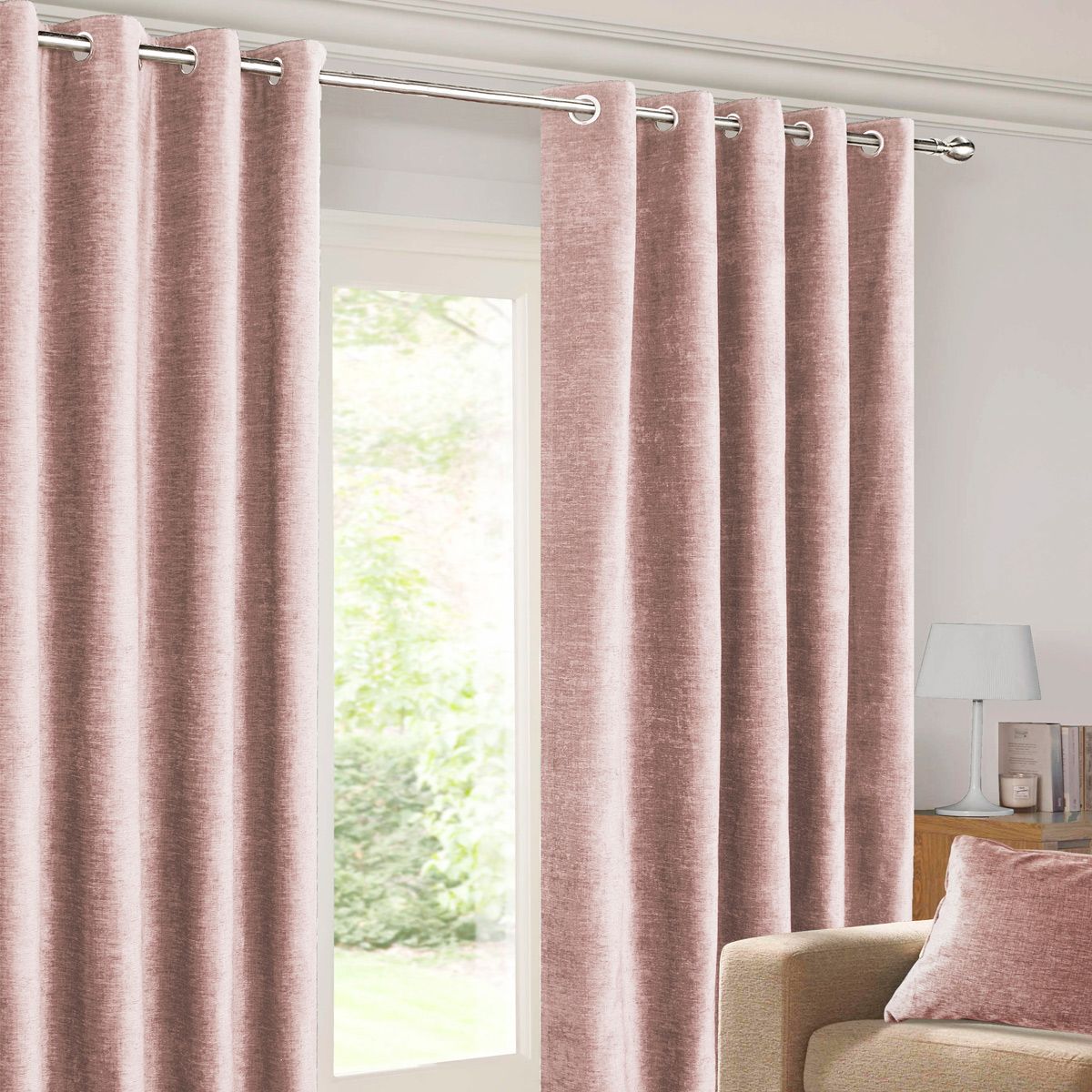 Balmoral Blush Ready Made Eyelet Curtains