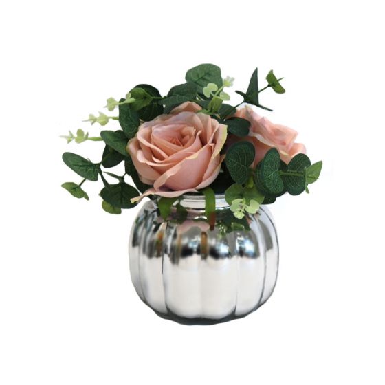 flowers in pot silver silver each